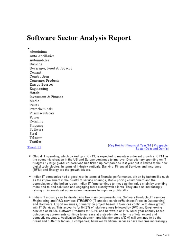 Software Sector Analysis Report | PDF | Business Process Outsourcing ...