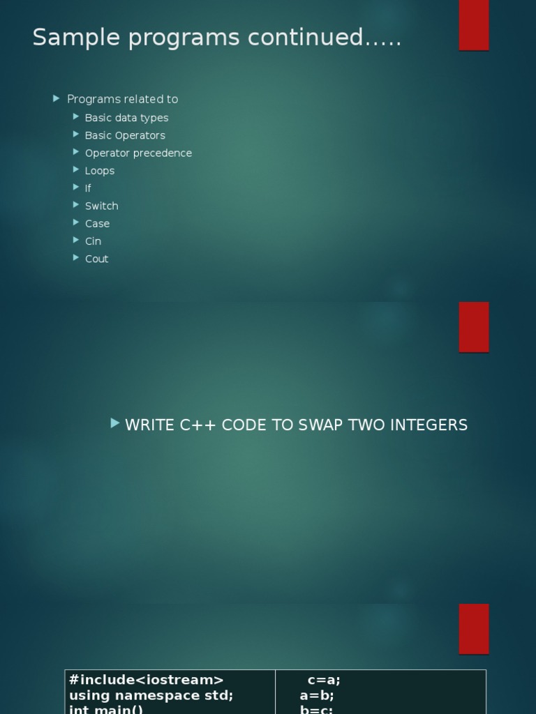 01 Sample Programs C++ | PDF | Numbers | Computer Programming
