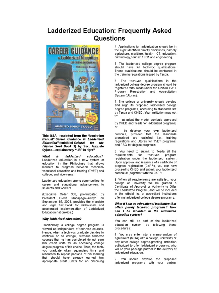 Ladderized Education | PDF | College | Academic Degree