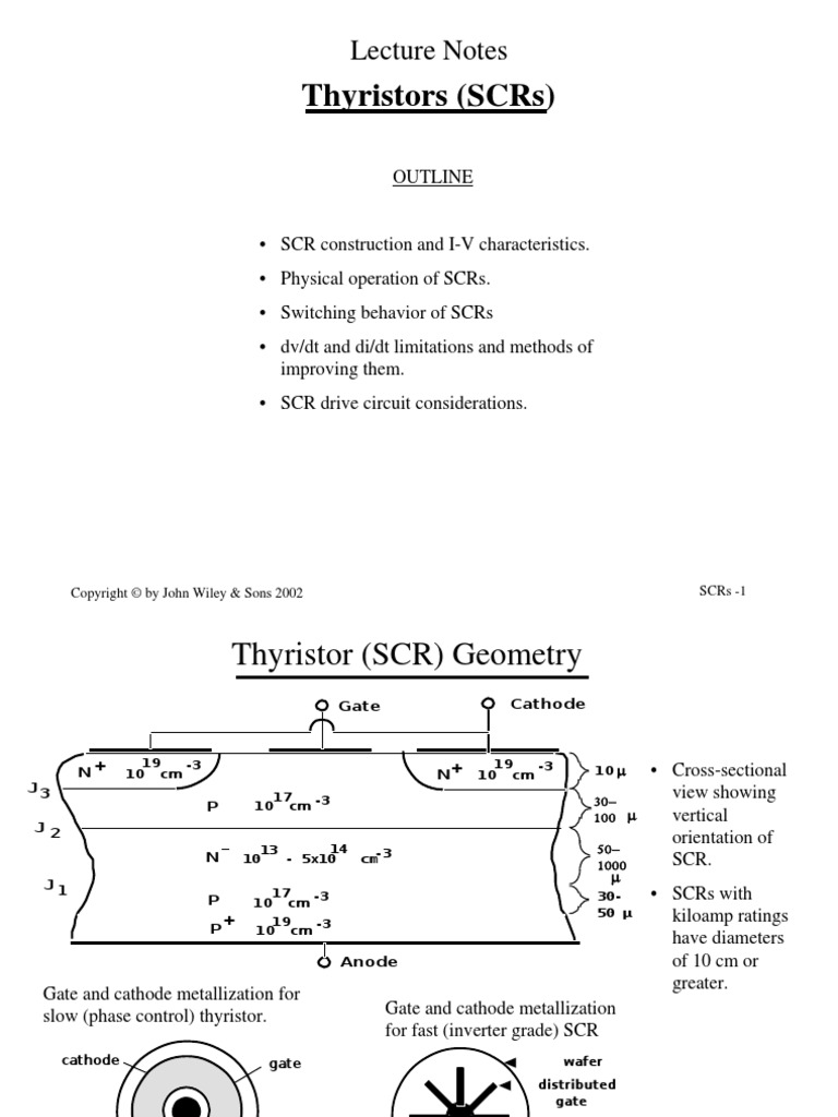Thyristors (SCRS) : Lecture Notes | PDF | Bipolar Junction Transistor ...