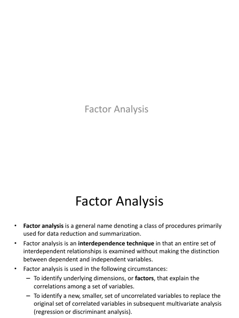 Factor Analysis PDF | PDF | Factor Analysis | Principal Component Analysis