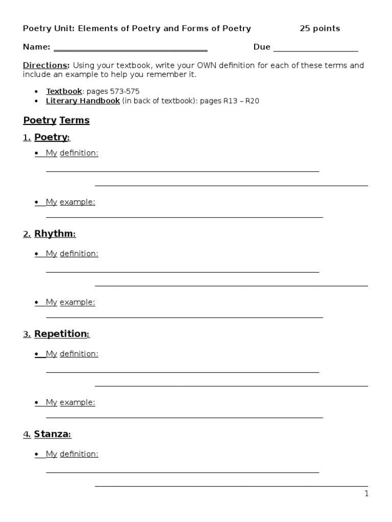 Intro To Poetry 2014 Terminology | PDF