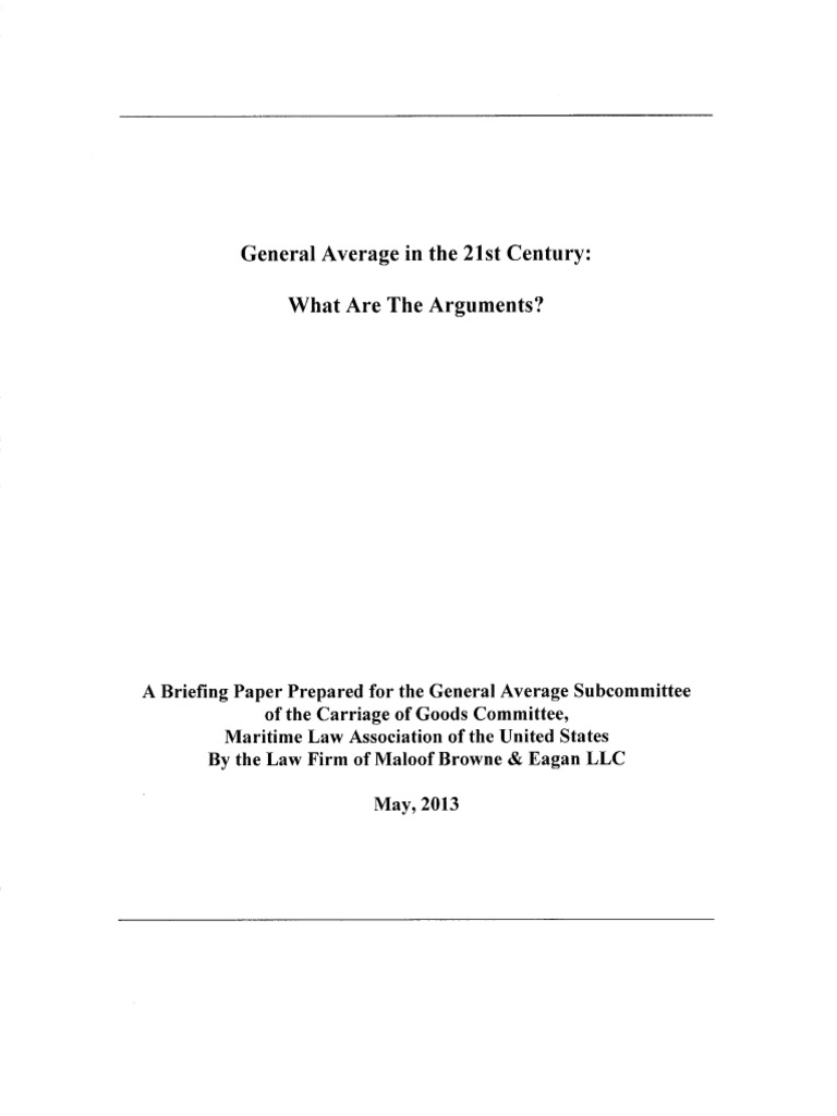 General Average | PDF | Marine Salvage | Cargo