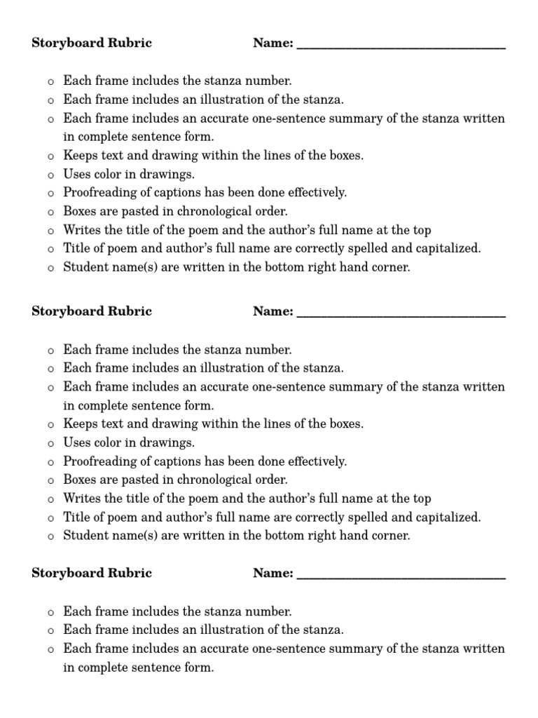 Storyboard Rubric | PDF