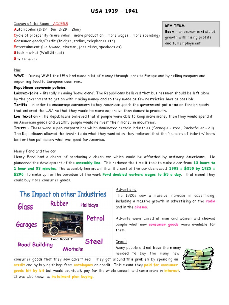 USA 1919-1941 Revision Notes | PDF | New Deal | Franklin D. Roosevelt