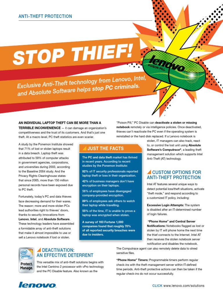 Lenovo Anti Theft Protection | PDF | Laptop | Computing