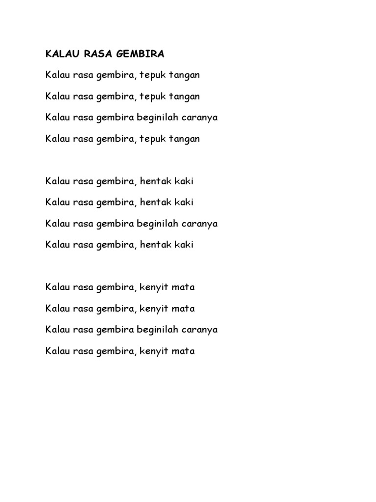 Lirik Kalau Rasa Gembira | PDF