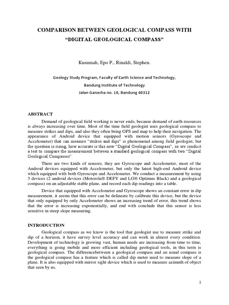 Comparison Between Geological Compass With "Digital Geological Compass ...