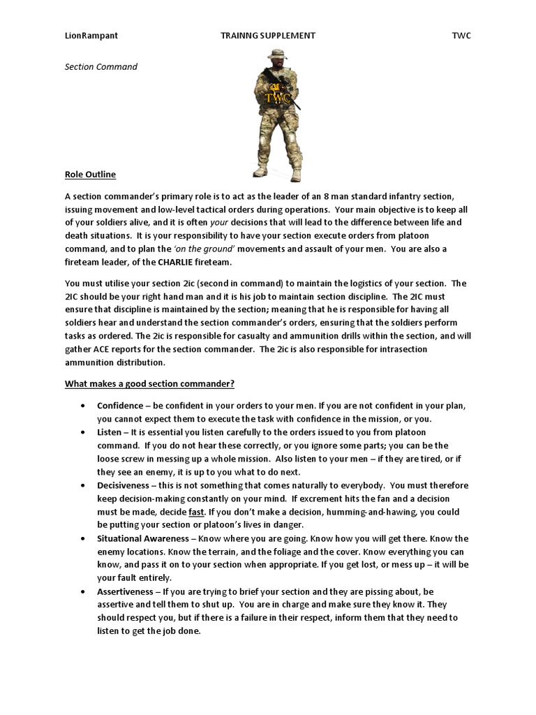 Section Command | PDF | Platoon | Infantry