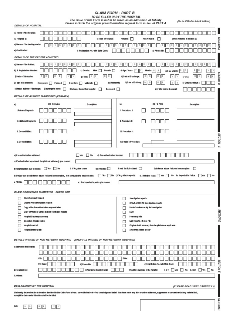 Claim Form Part-B | PDF | International Statistical Classification Of ...