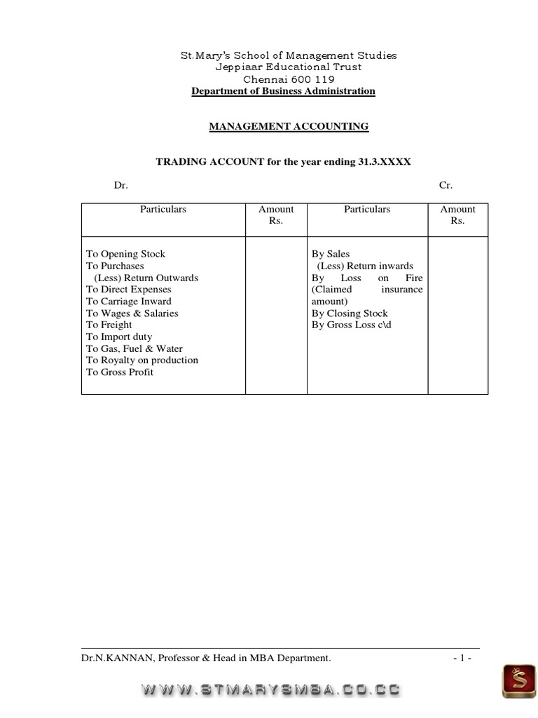 Trading Account PDF | PDF | Debits And Credits | Expense
