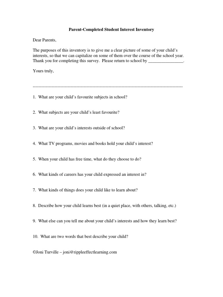 Parent Inventory | PDF