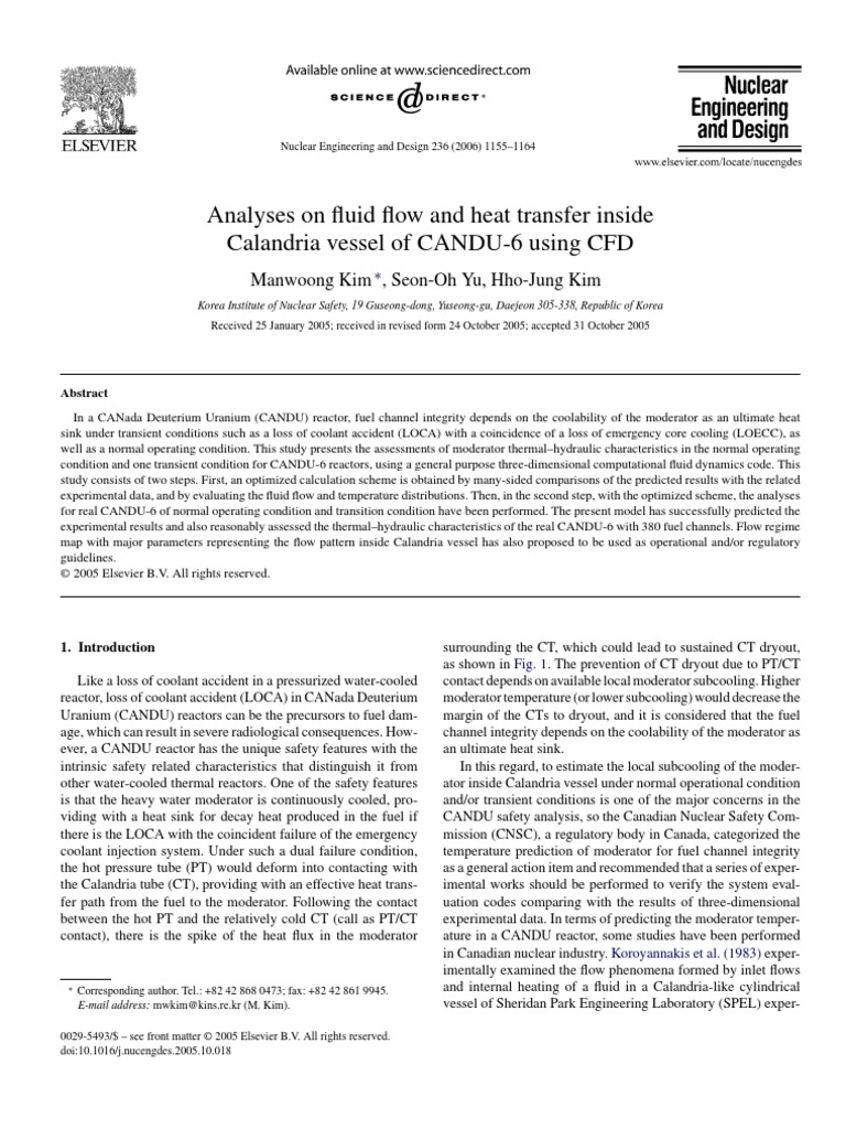 Kim - CFD Analysis of Calandria CANDU-6 | PDF | Fluid Dynamics ...