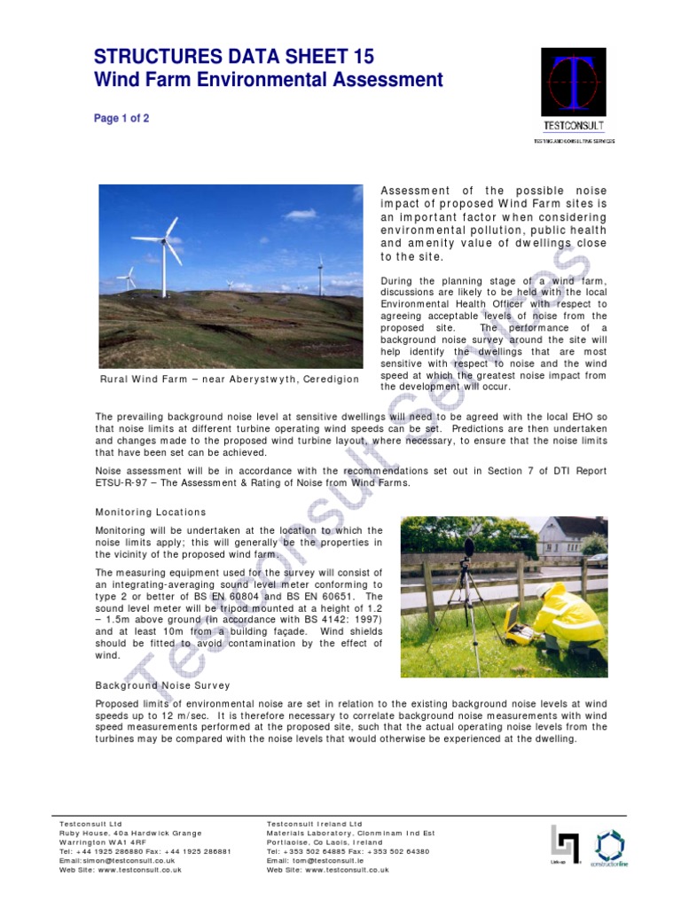 Wind Farm Noise Impact Assessment | PDF | Wind Farm | Wind Turbine