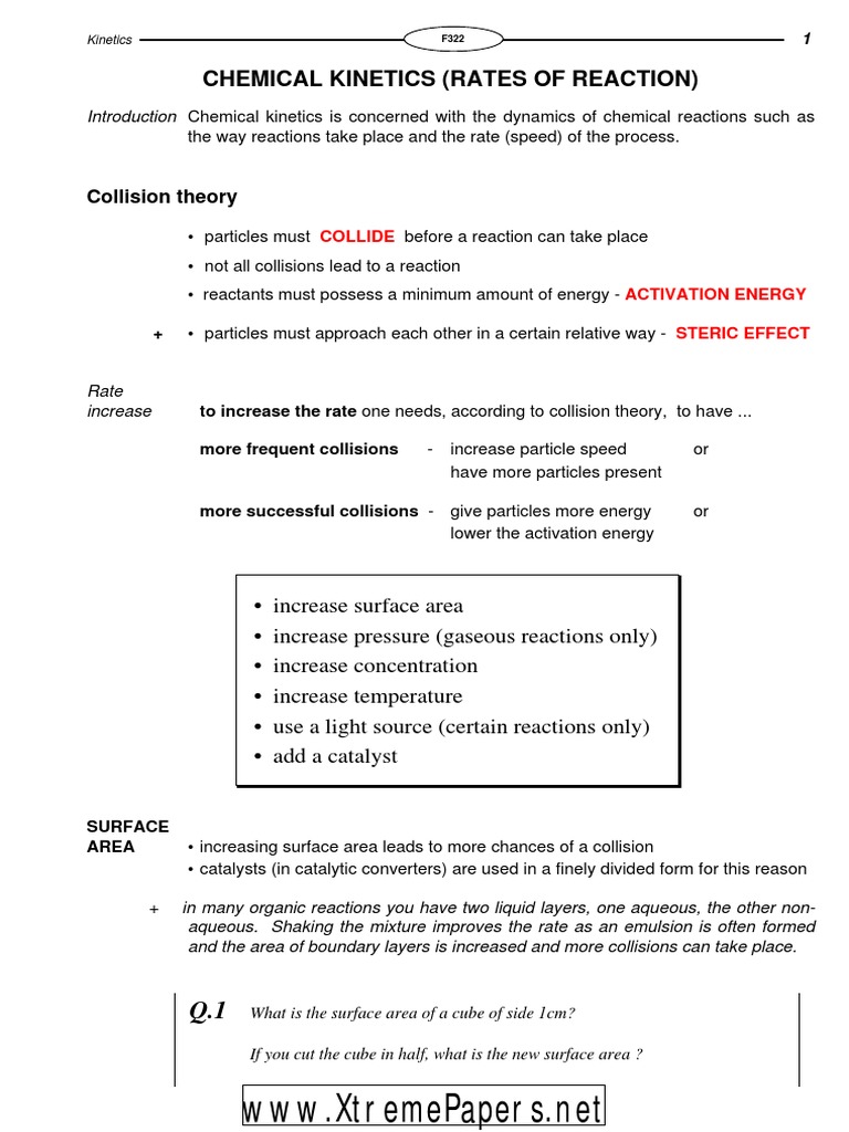 Chemical Kinetics (Rates of Reaction) | PDF