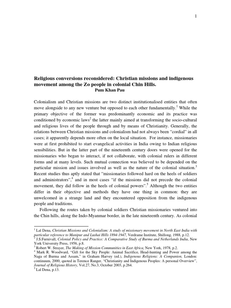 Christian Missions and Laipianism in Chin | PDF | Christian Mission ...