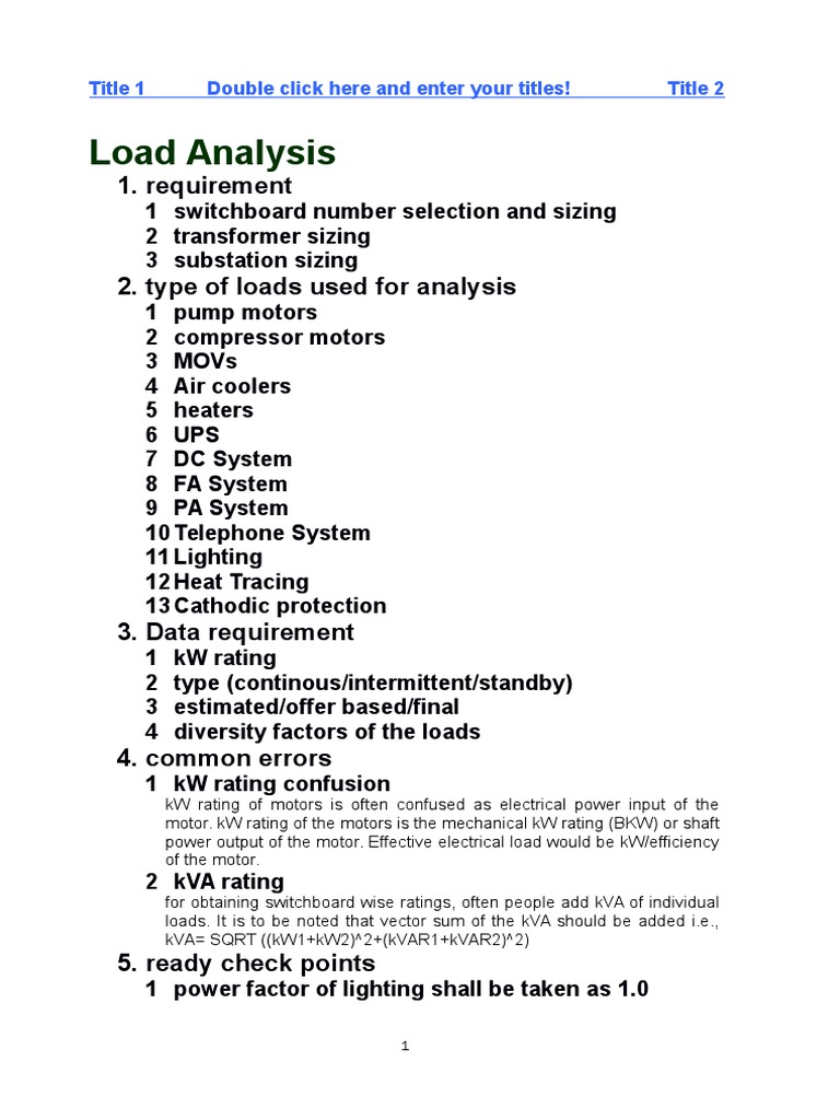 Load Analysis for Electrical Systems | PDF