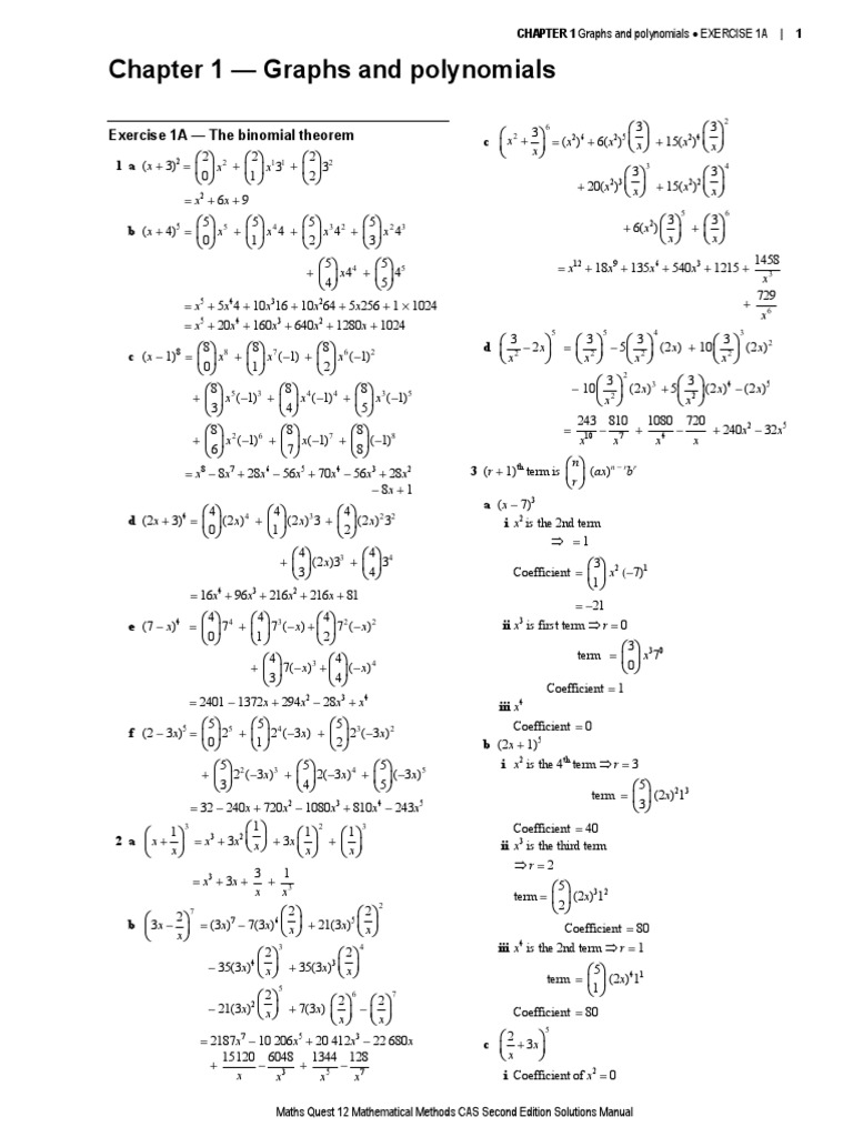 Chapter 1 Graphs and Polynomials Solutions | PDF | Factorization | Mathematical Relations