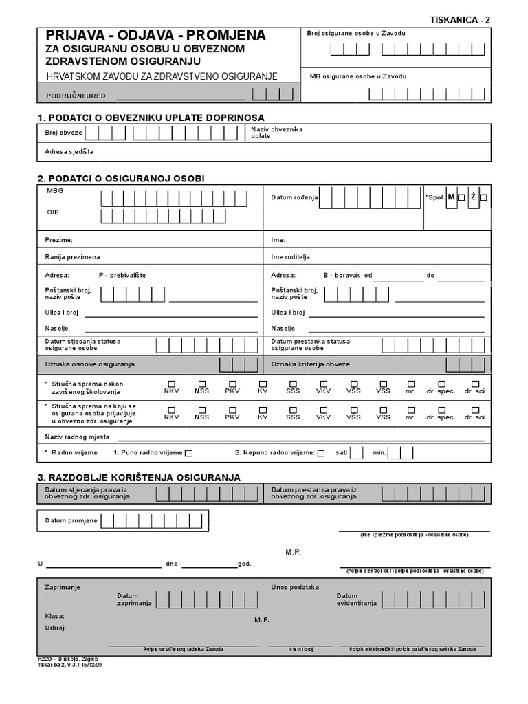 Tiskanica E-Prijavnica HZZO | PDF