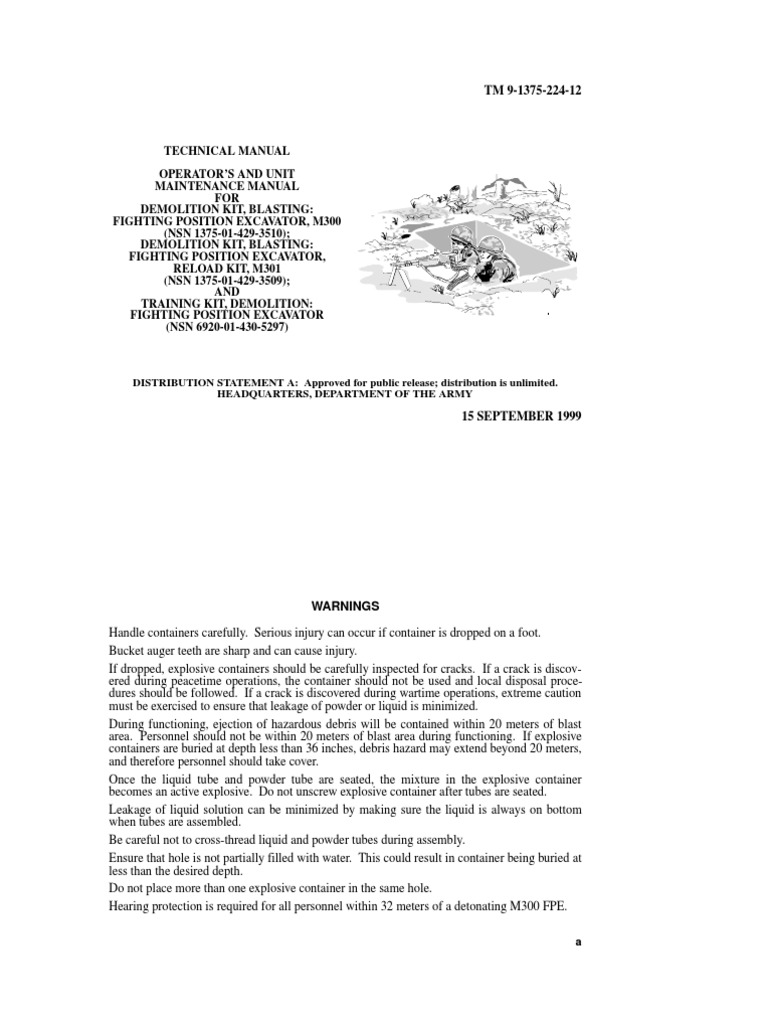 TM 9-1375-224-12 - Demolition-Kit - Blasting - M300 - M301 - 1999 | PDF ...