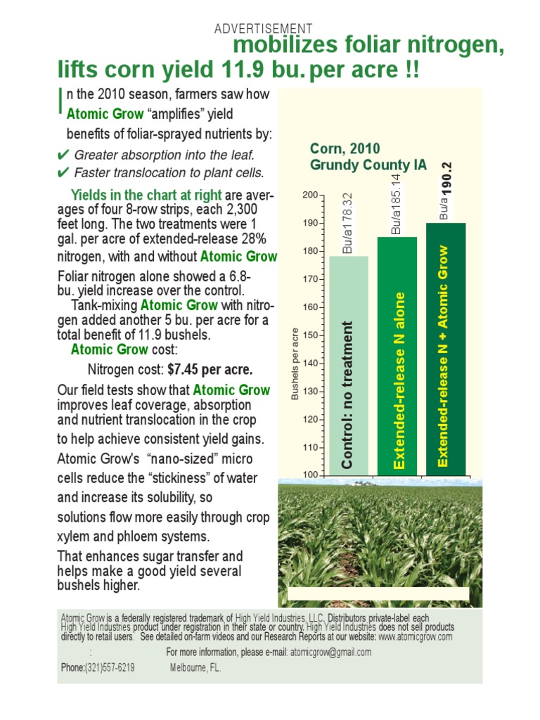 Iowa Corn Yield Boost with Atomic Grow | PDF