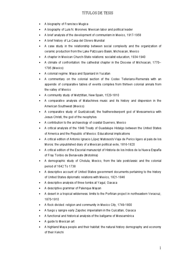 Ejemplos de Titulos de Tesis 2 | PDF | Historiography | Mexico