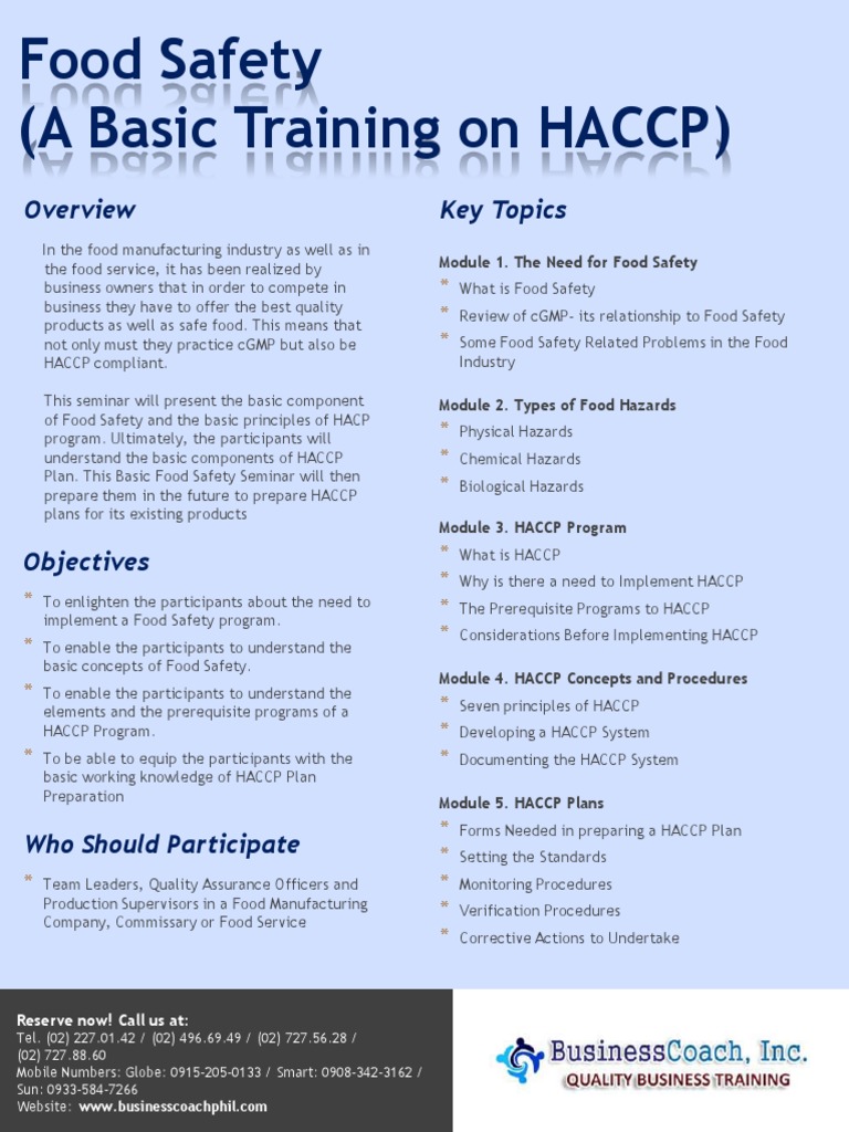 Food Safety A Basic Training On HACCP | PDF | Hazard Analysis And ...
