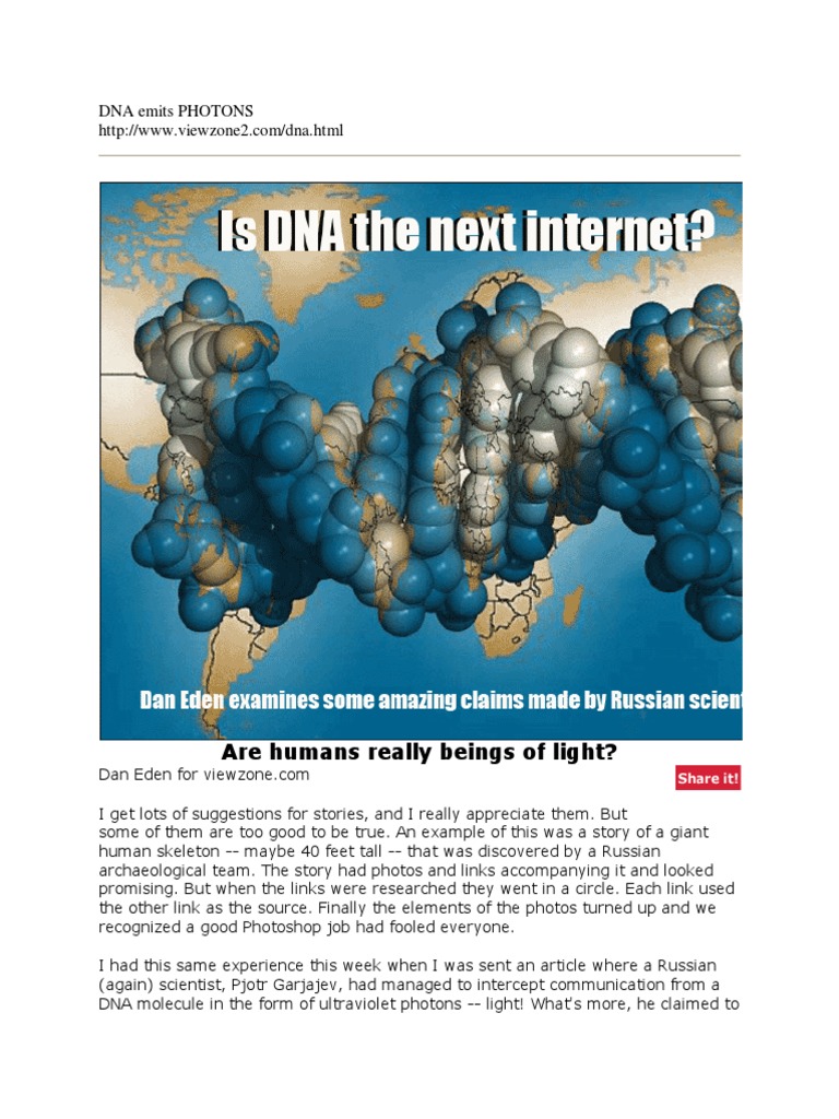 DNA Emits PHOTONS PDF | PDF | Ultraviolet | Light