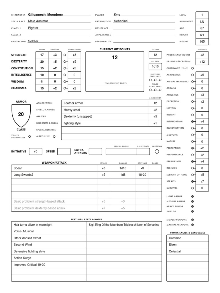 D&D 5e Sheet v02 Auto-Calculation On | PDF | Sports & Recreation