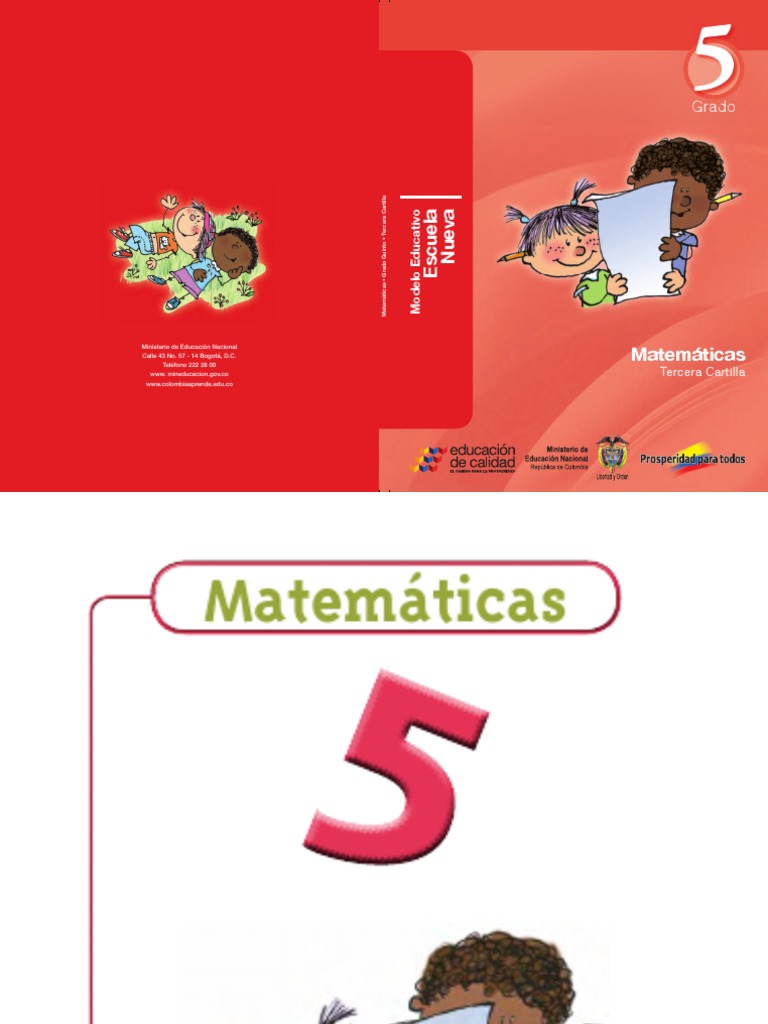 Matemáticas Cartilla 5 | PDF | Sustracción | División (Matemáticas)