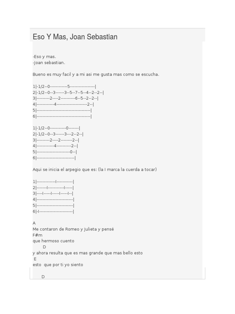 Acordes y Letra de "Eso y Más" | PDF