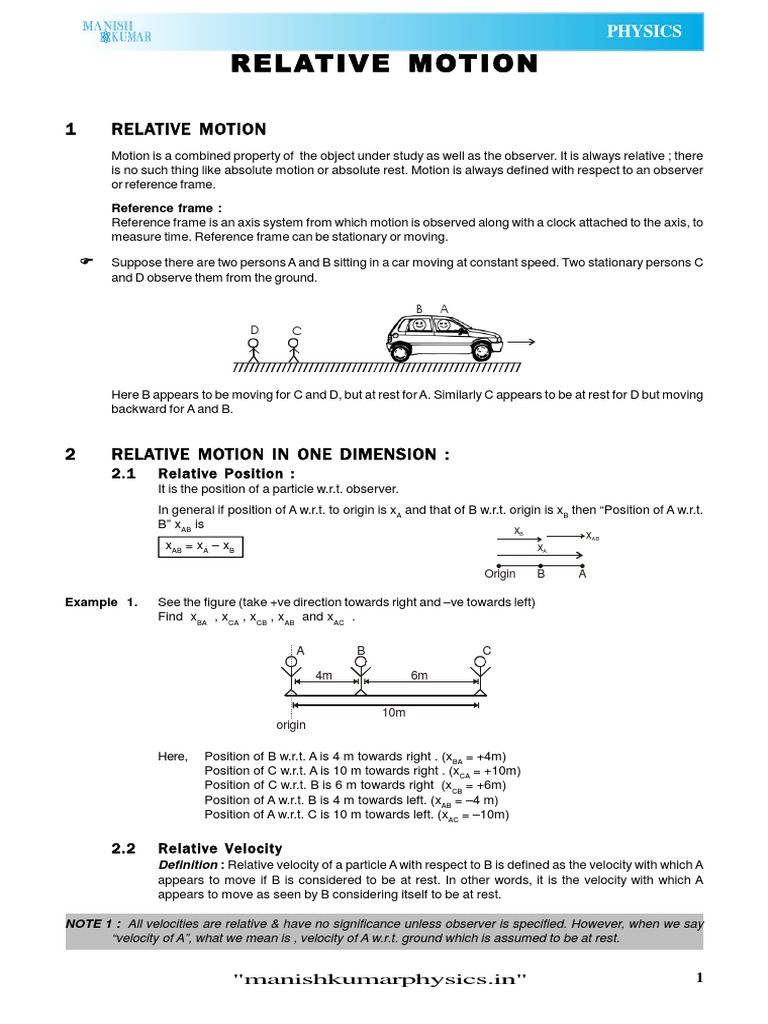 Relative Motion | PDF | Velocity | Acceleration