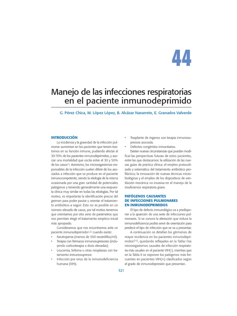 Infecciones en Paciente Inmunodeprimido | PDF | Neumonía | Mycobacterium