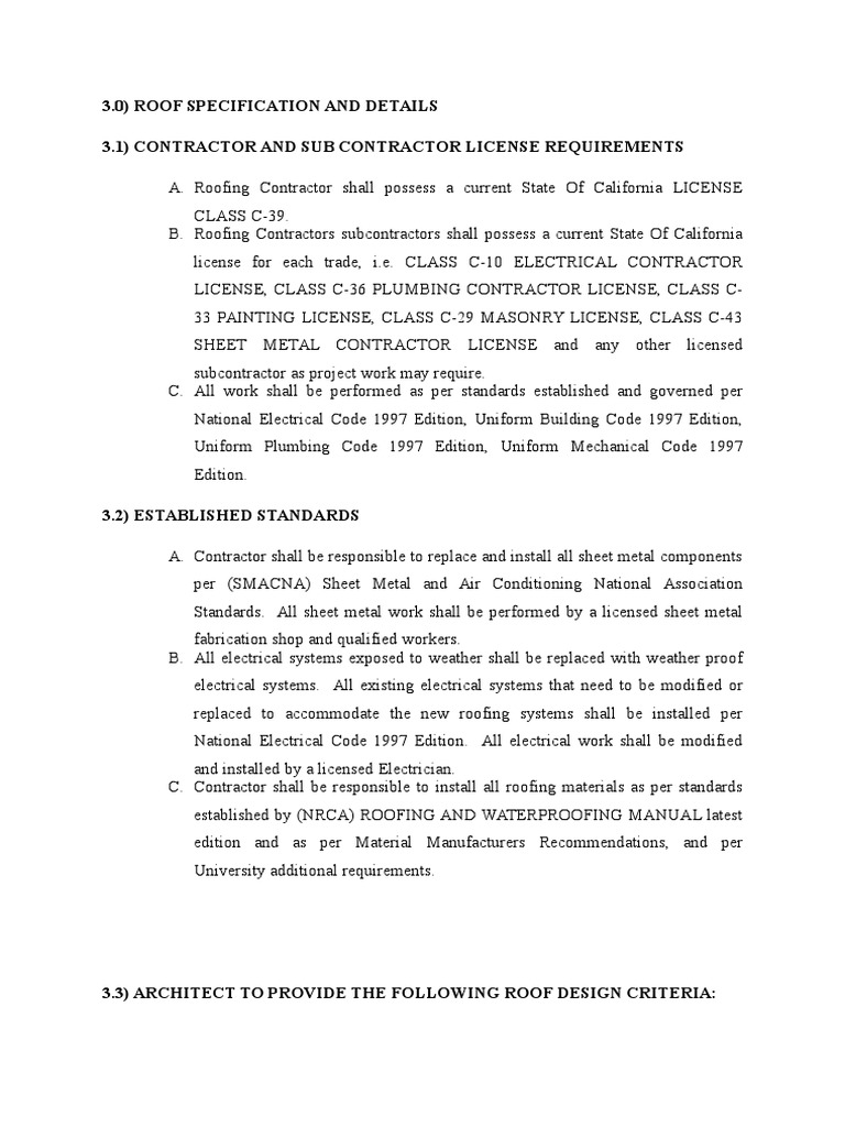 Roof Specification | PDF | Specification (Technical Standard) | Sheet Metal