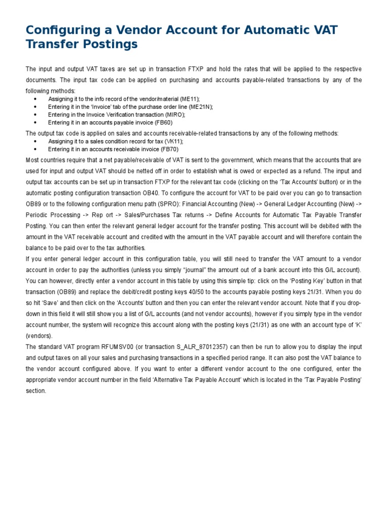 VAT Transfer Posting | PDF | Debits And Credits | Value Added Tax