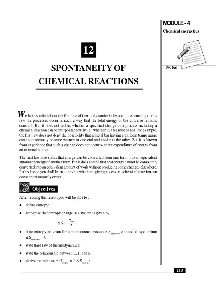 L-12 Spontaneity of Chemical Reactions | PDF | Gibbs Free Energy ...