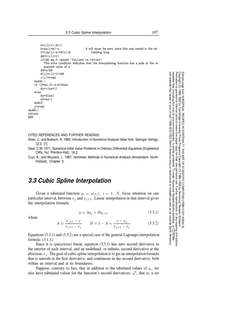 Fortran 77 Code For Spline | PDF | Interpolation | Numerical Analysis