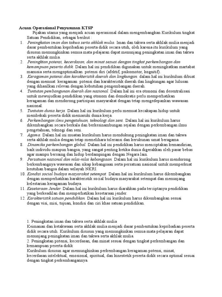 Acuan Operasional Penyusunan KTSP | PDF | Perjalanan