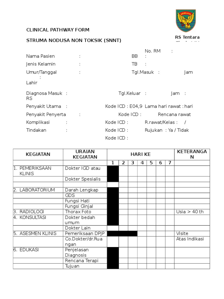 Clinical Pathway Form SNNT | PDF