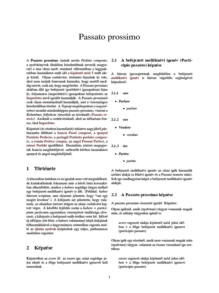 Passato Prossimo | PDF