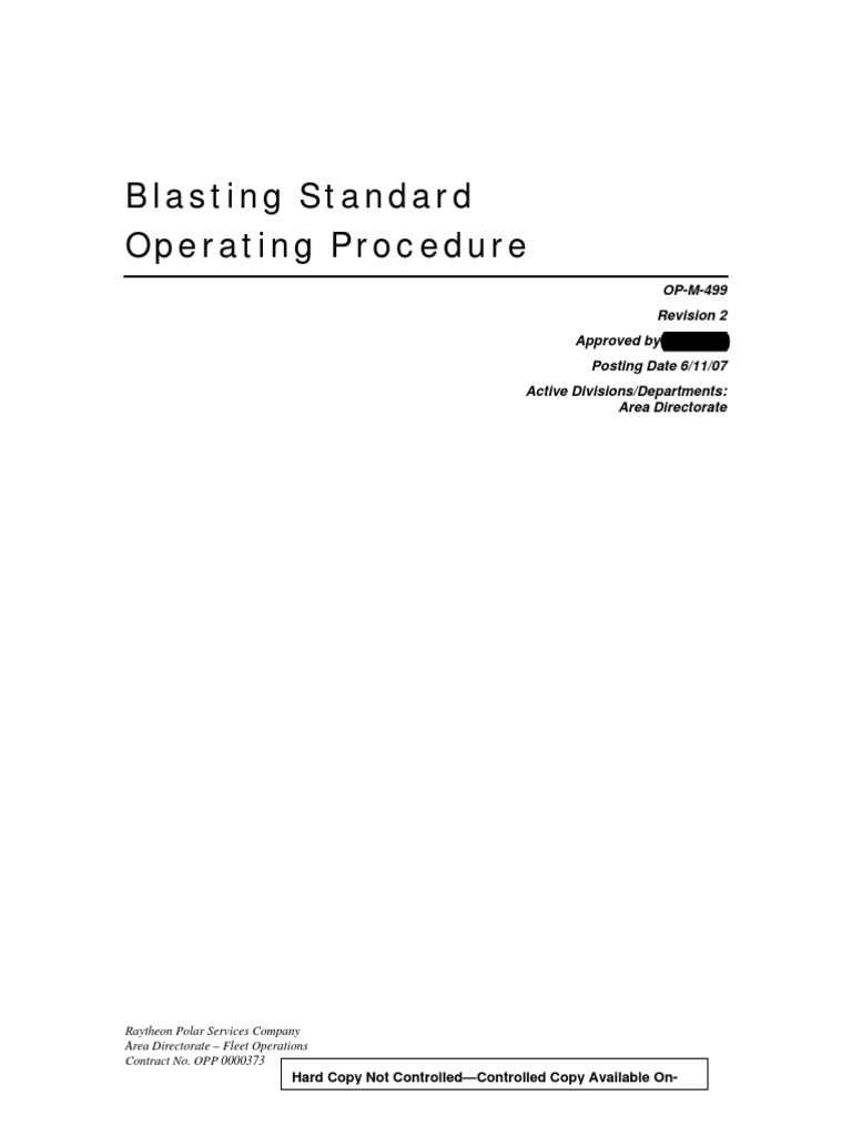 Blasting Standard Operating Procedure | PDF | Technology & Engineering
