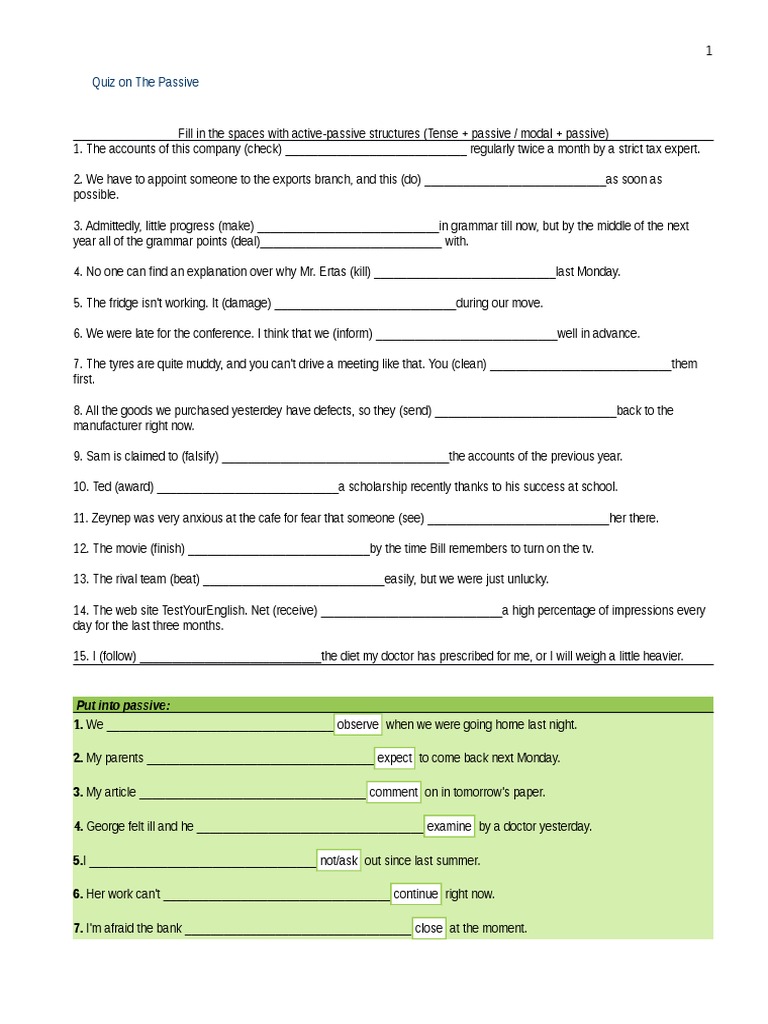Passive - Voice - Test | PDF