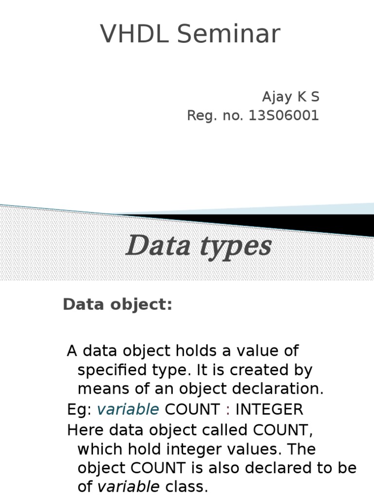 VHDL Seminar: Data Types | PDF