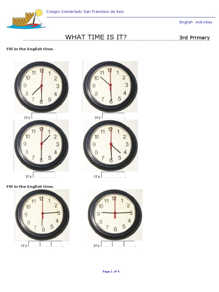 What Time Is It 3rd Primary | PDF | Foreign Language Studies