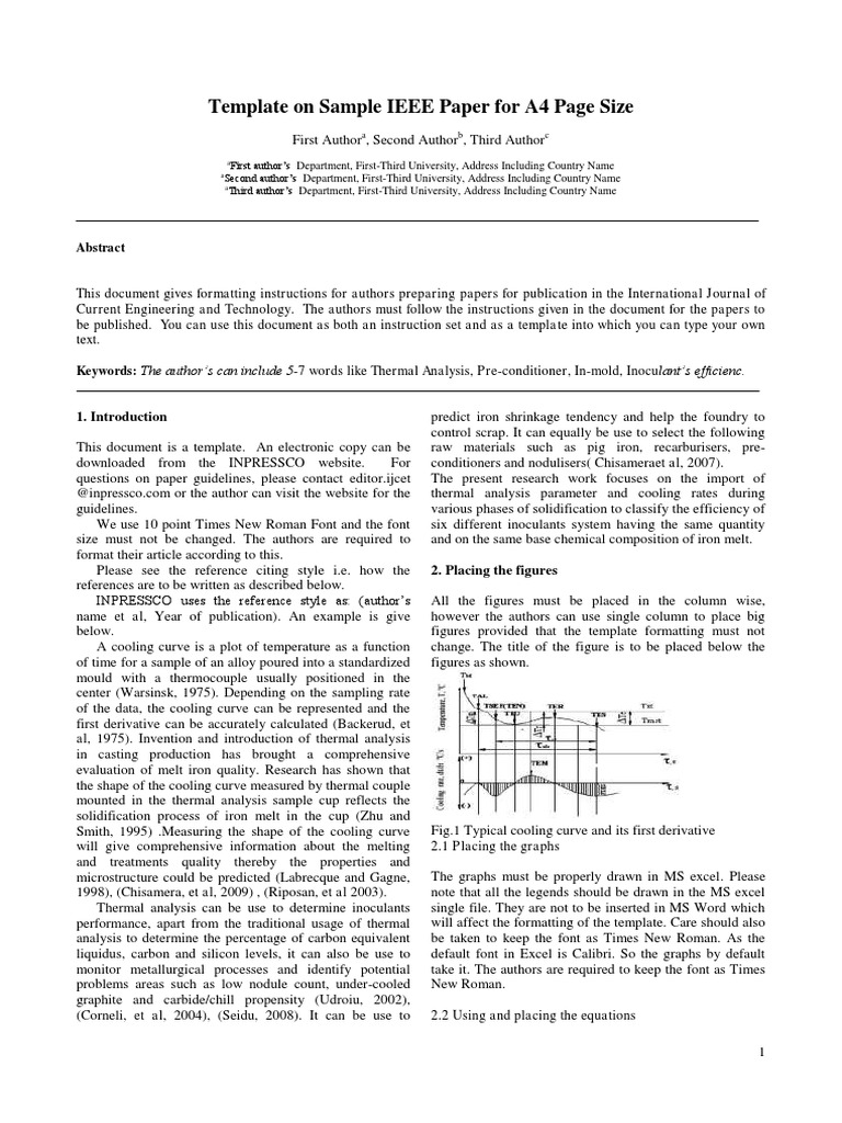 Template On Sample IEEE Paper For A4 Page Size | Download Free PDF | Thermal Analysis | Casting ...
