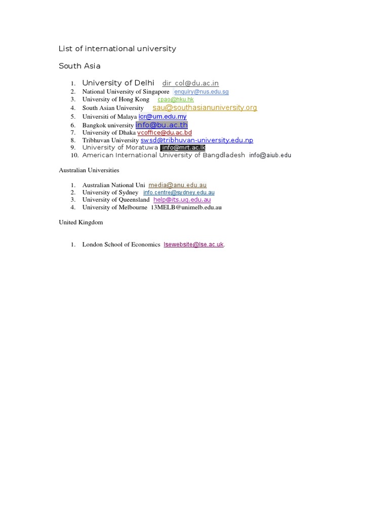 International University Directory | PDF
