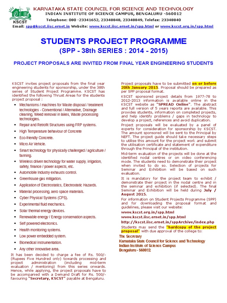 Format - Guidelines For KSCST Project Proposal (2014-2015) | PDF ...
