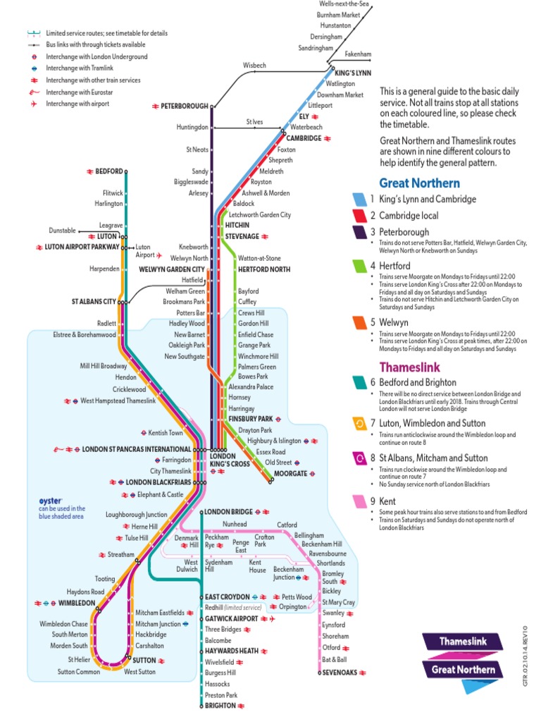 Great Northern and Thameslink Route Map | Passenger Rail Transport ...