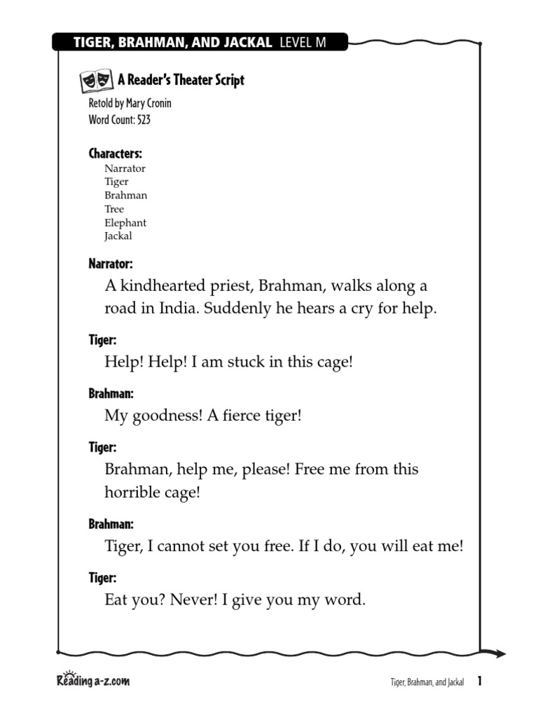 Tiger, Brahman, and Jackal Fable | PDF