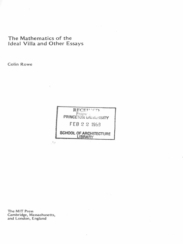Colin Rowe Character and Composition or Some Vicissitudes of ...